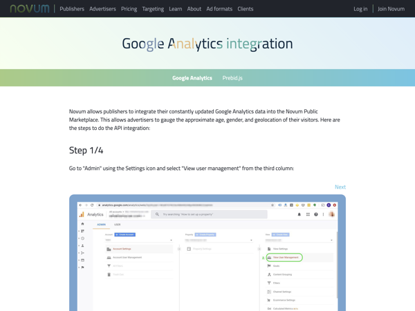 Novum - Integrations - Google Analytics