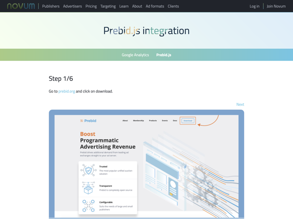 Novum - Integrations - Prebid