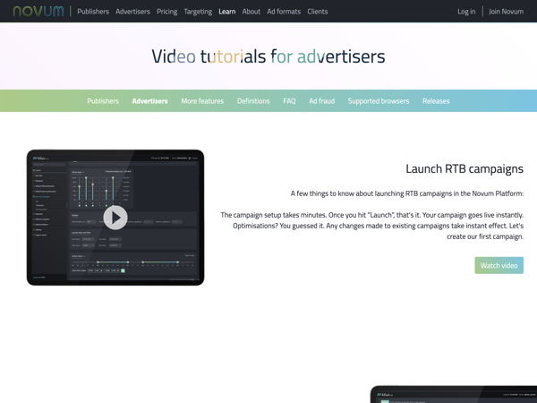 Novum - Learn - Advertisers